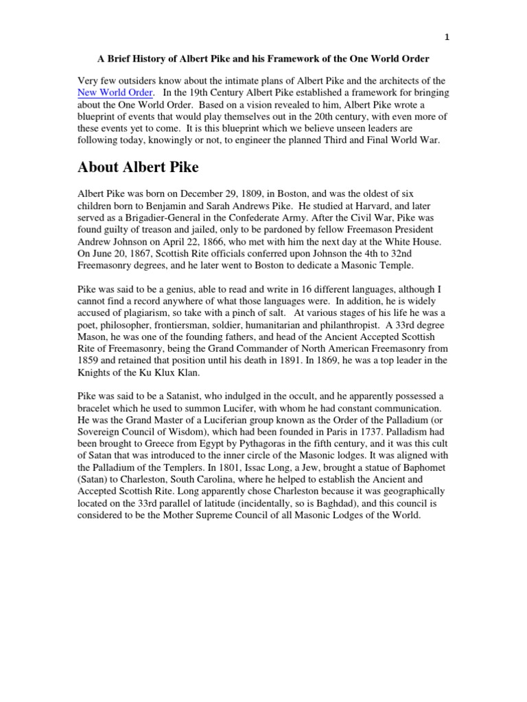 Albert Pike | PDF | Freemasonry | Illuminati
