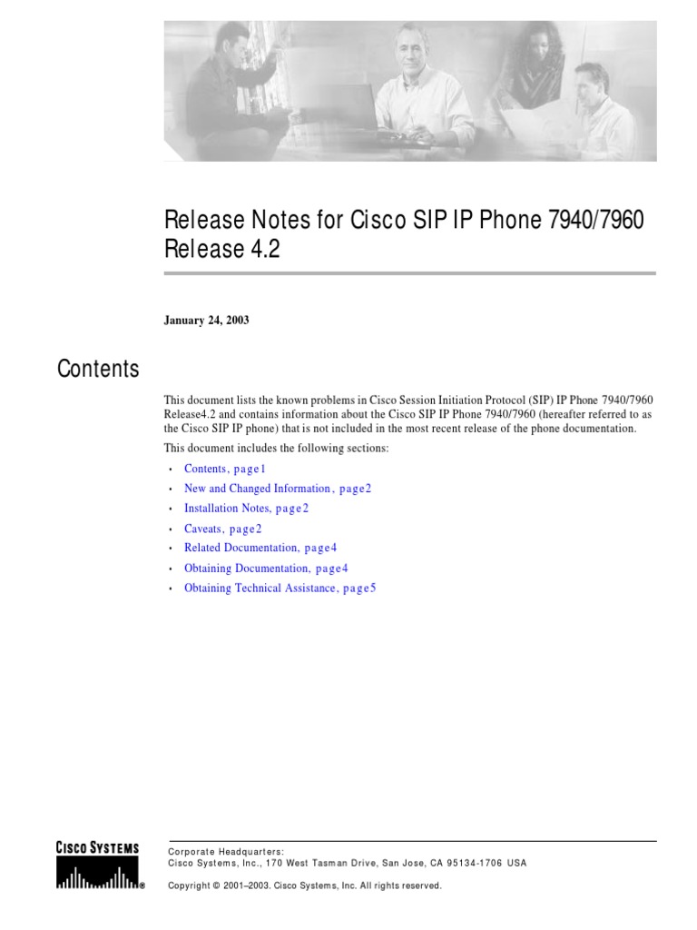 Release Notes For Cisco SIP IP Phone 7940/7960 Release 4.2: January 24 ...
