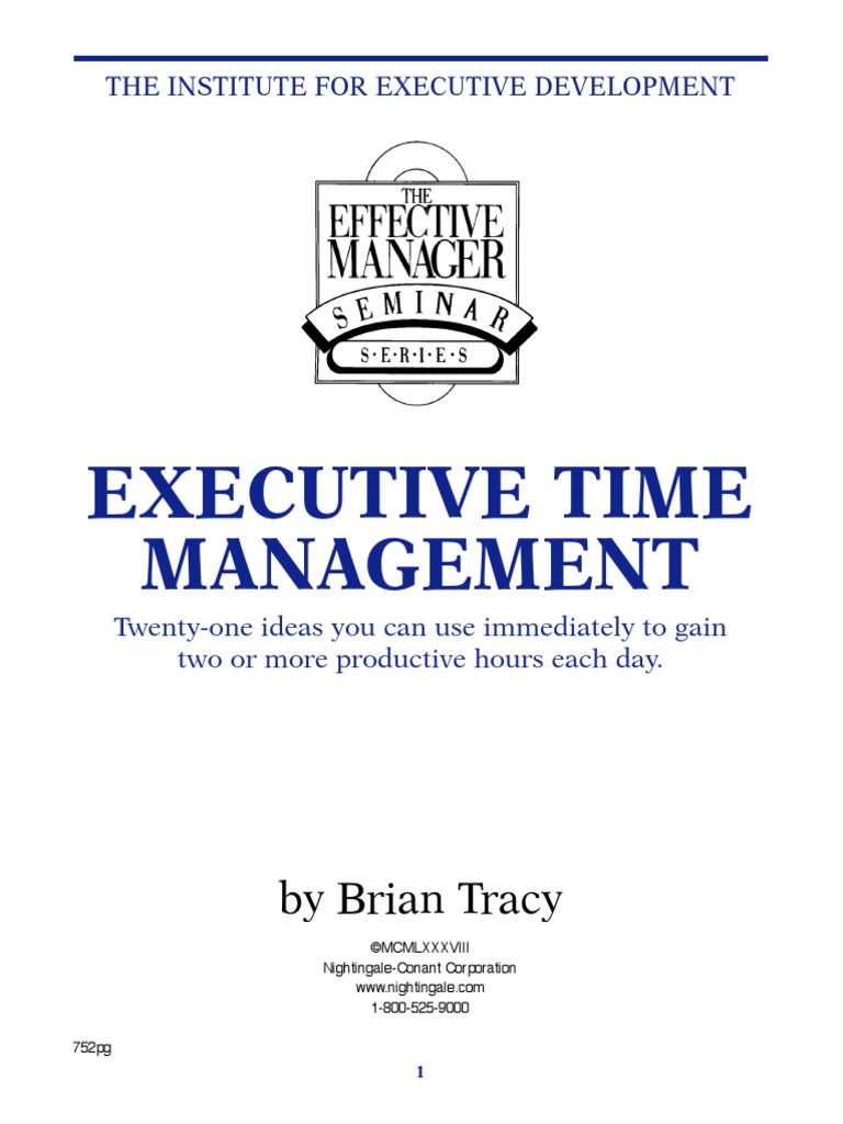 Brian Tracy - Executive Time Management PDF | PDF | Time Management ...