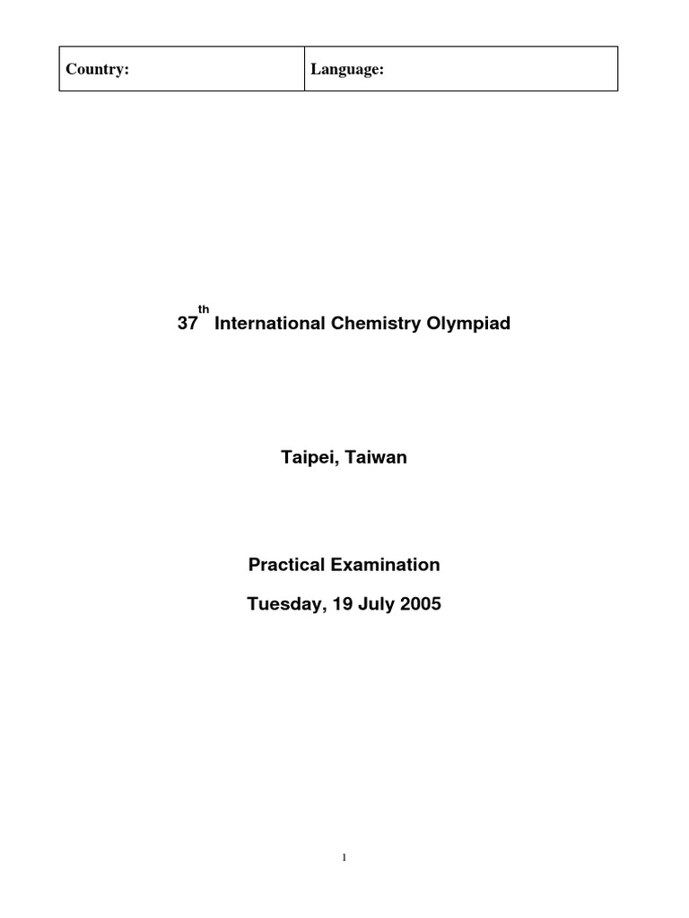 IChO 2005 Practical Paper | PDF | Sodium | Chemical Compounds