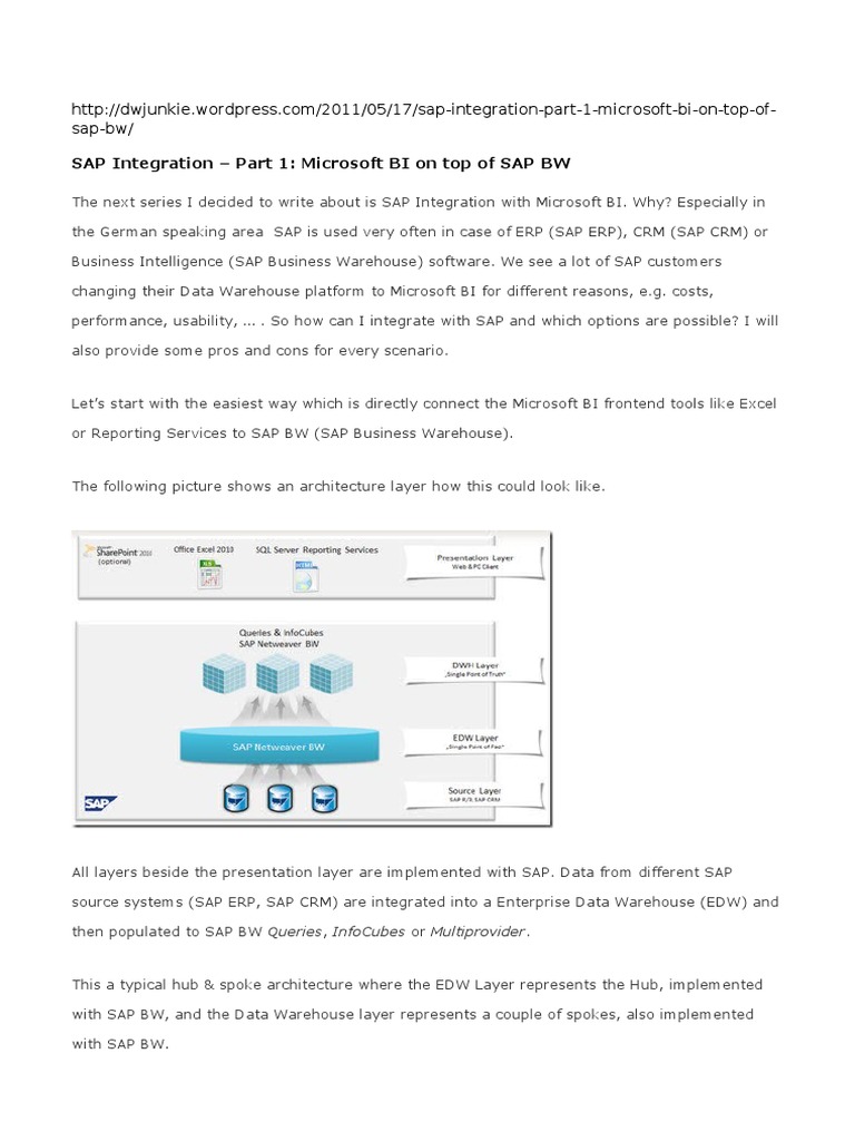 SAP & Microsoft BI Integration Guide | PDF | Microsoft Sql Server ...