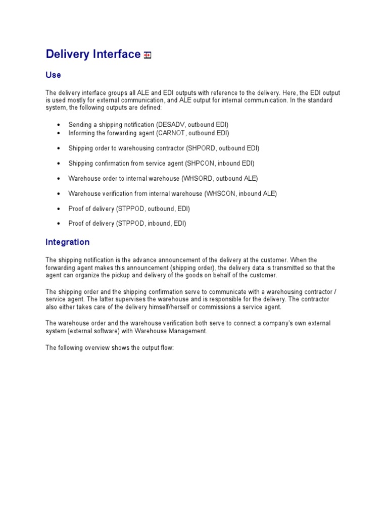 Delivery Interface - DESADV | PDF | Electronic Data Interchange | Warehouse