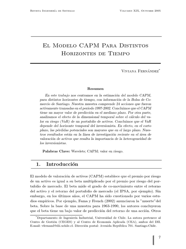 Modelo CAPM | PDF | Valor en riesgo | Inversiones