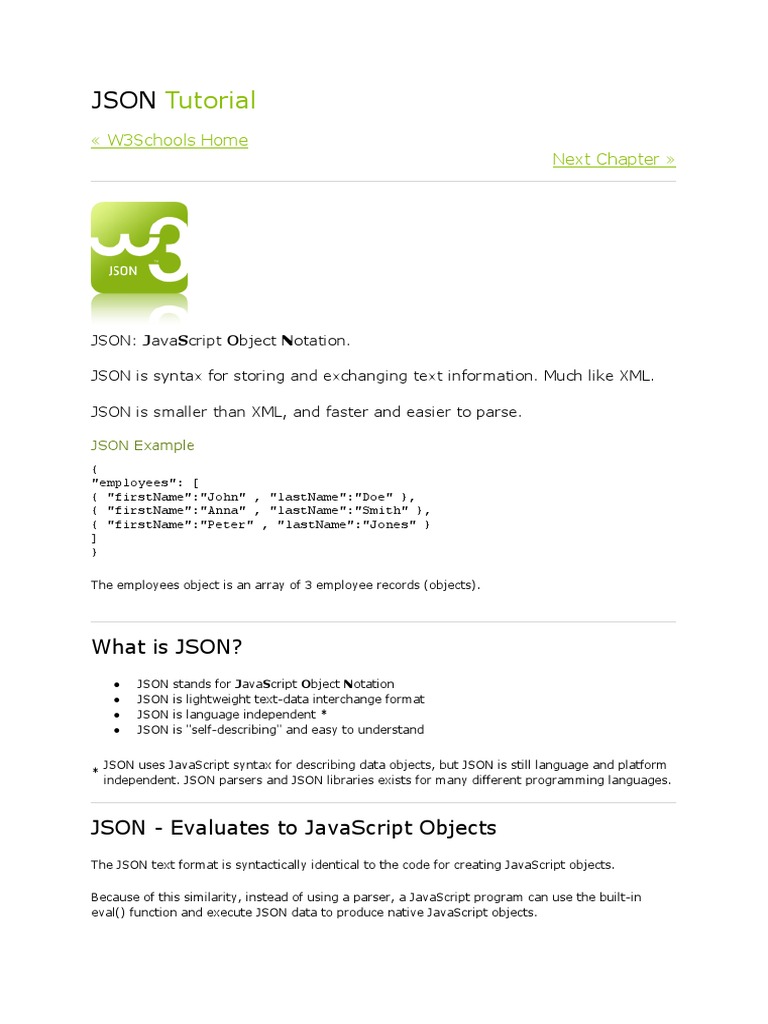 JSON Tutorial | PDF | Json | Java Script