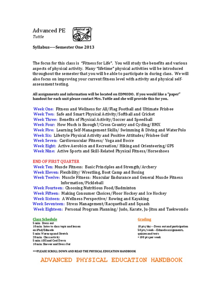 Advanced Pe Syllabus | PDF | Physical Education | Physical Fitness