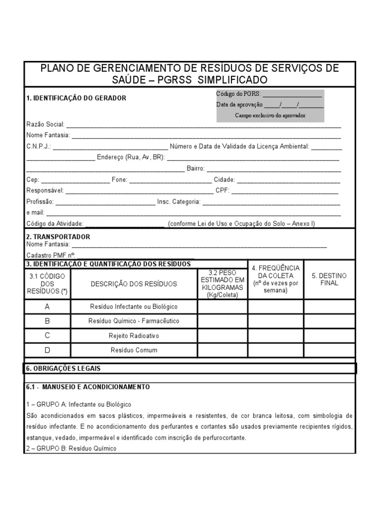 PGRSS Simplificado para Serviços de Saúde | PDF | Desperdício | Materiais