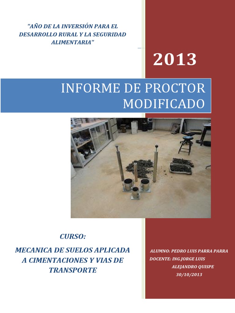 Informe de Proctor Modificado | PDF | Suelo | Densidad