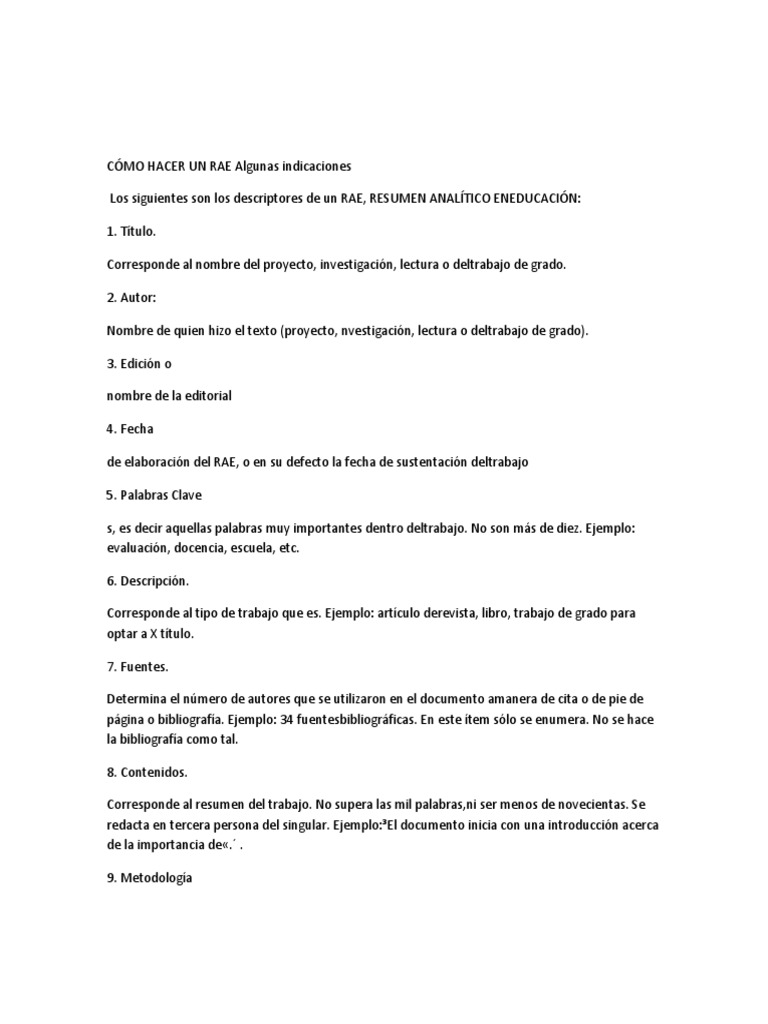 CÓMO HACER UN RAE Algunas Indicaciones | Descargar gratis PDF ...