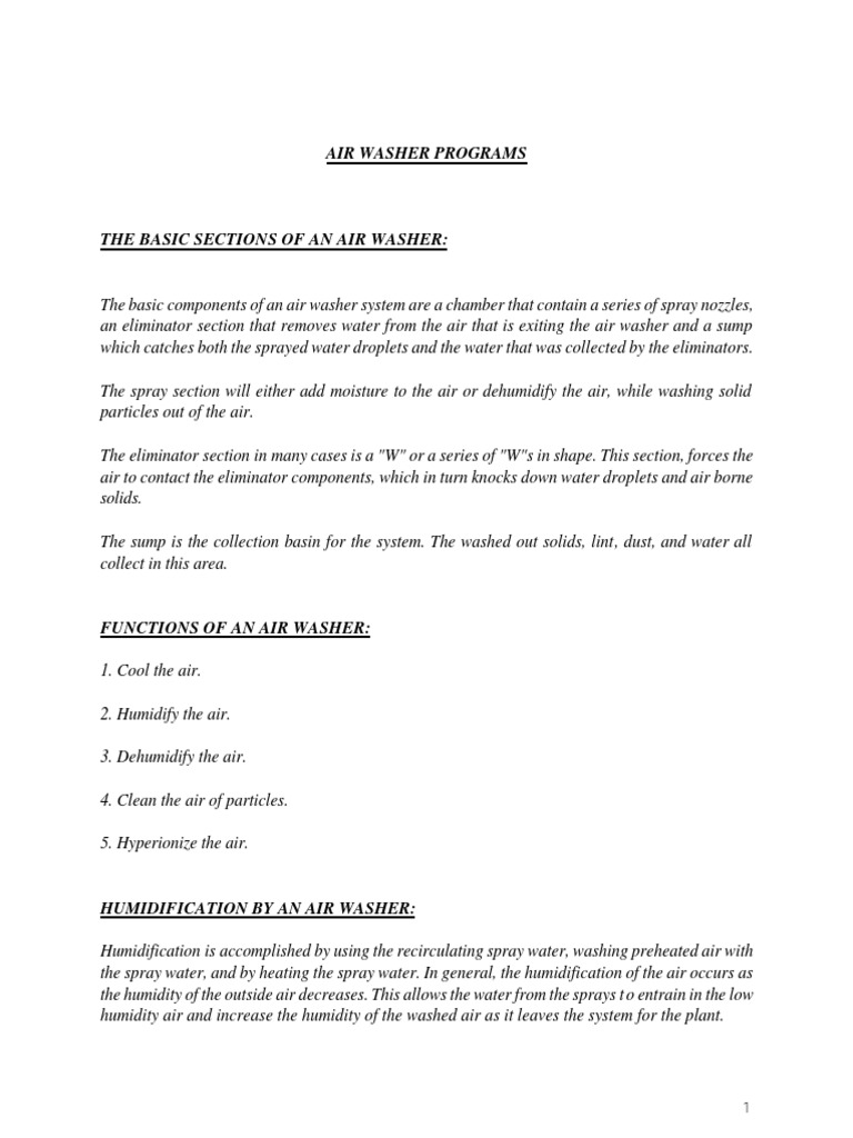 Air Washer PDF | PDF | Home & Garden | Science & Mathematics