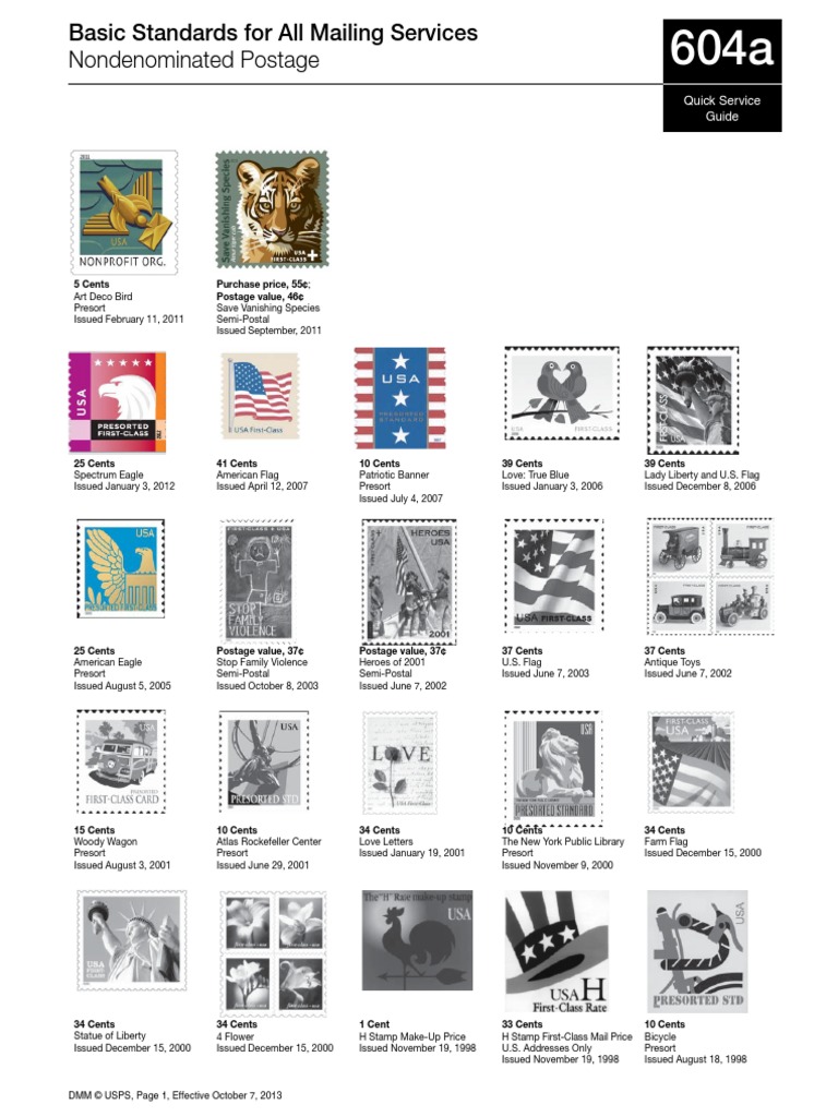 USPS Nondenominated Postage Values PDF | PDF | Postage Stamp | United ...