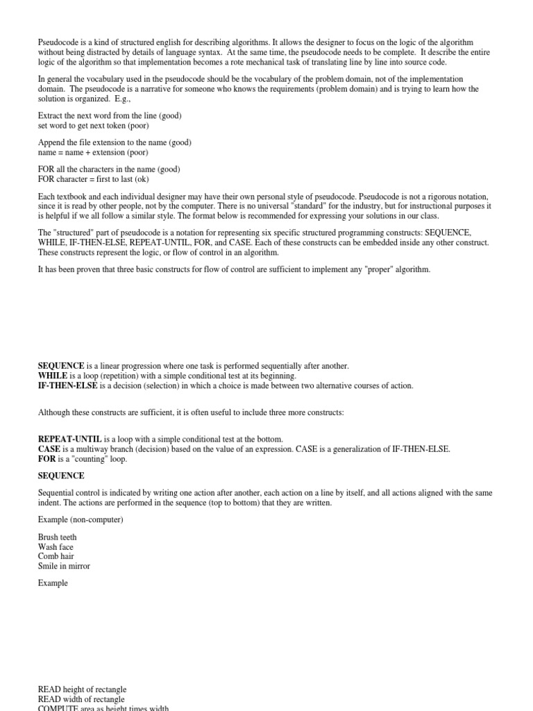 Pseudocode | PDF | Control Flow | Algorithms