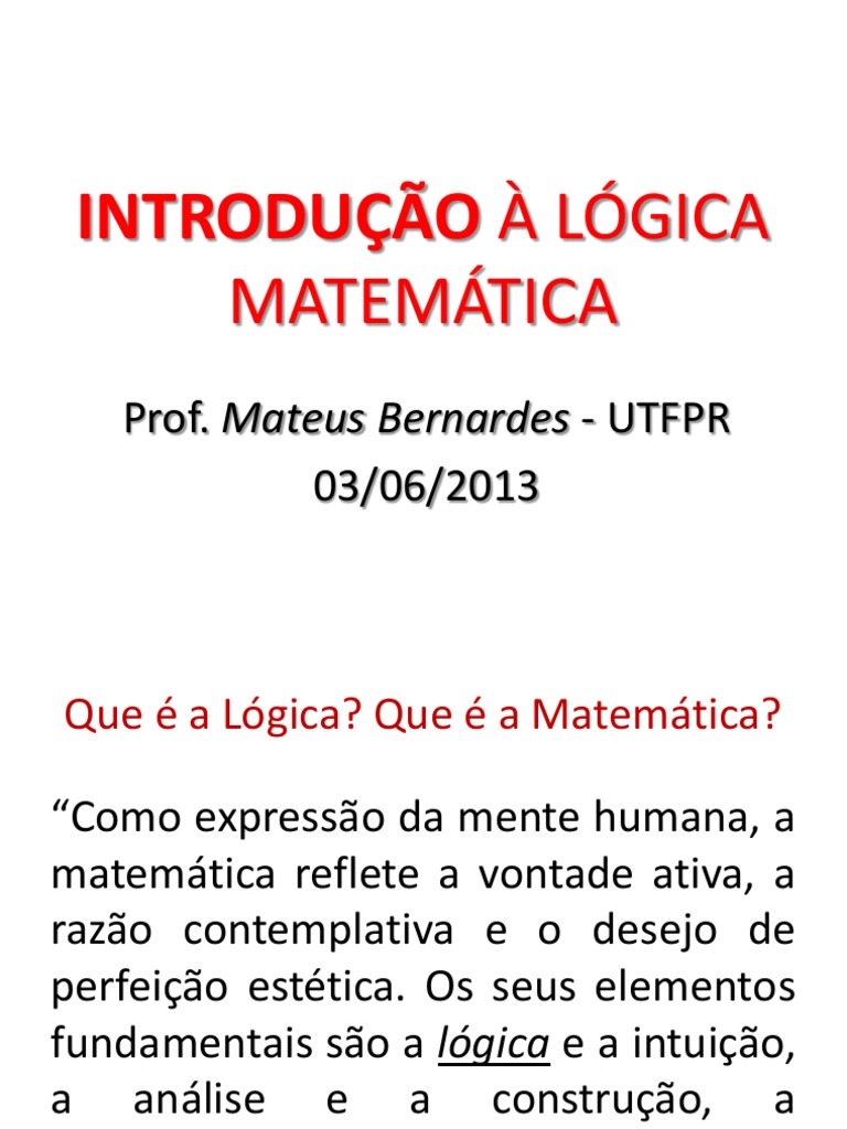 INTRODUCaO A LOGICA MATEMATICA PDF | PDF | Argumento | Ciência cognitiva