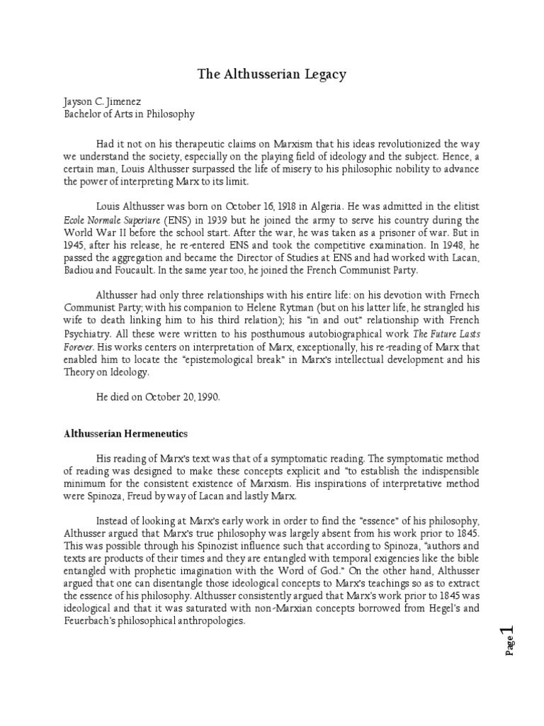 The Althusserian Legacy PDF | PDF | Louis Althusser | Ideologies