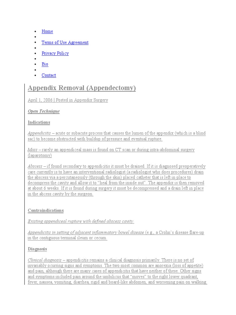 Step-by-Step Appendectomy Guide | PDF | Medical Specialties | Medicine