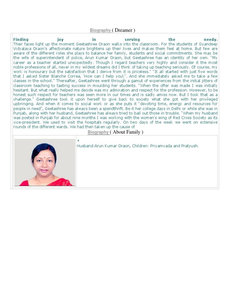 Biography Geetashree | PDF | Self-Improvement | Wellness