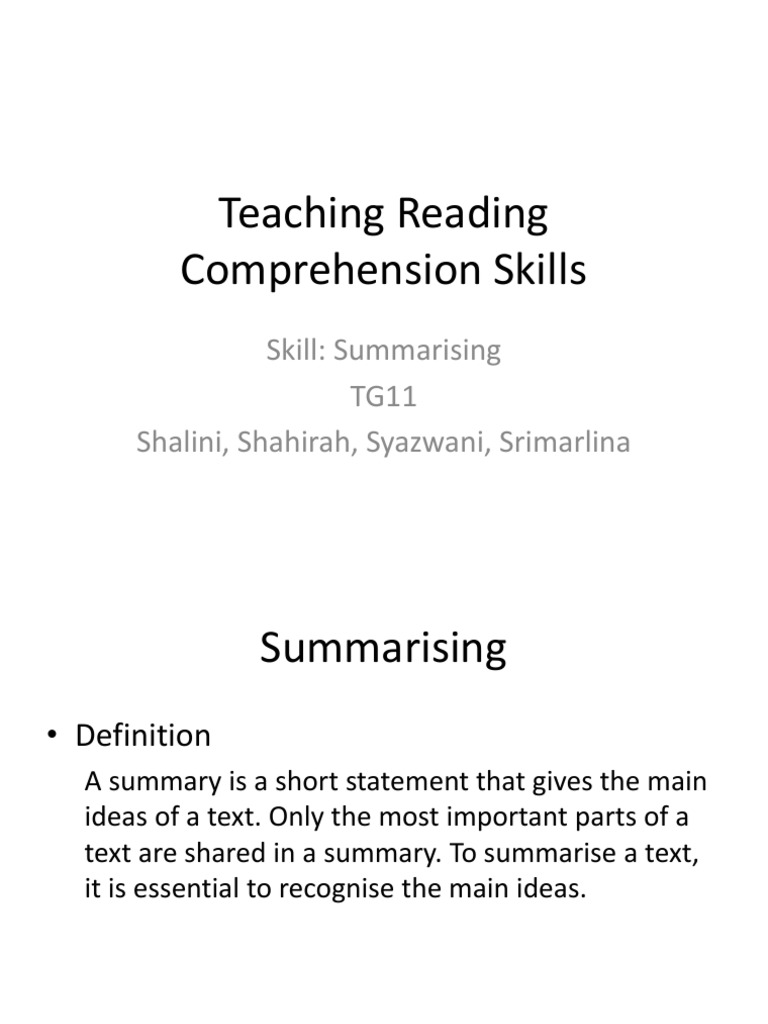 Teaching Summarising Skills in Reading | PDF | Career & Growth | Art