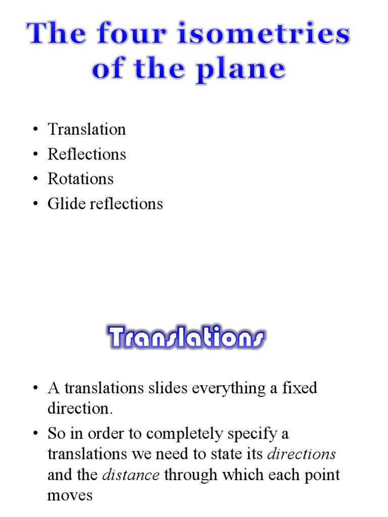 Translation - Reflections - Rotations - Glide Reflections | PDF | Shape ...