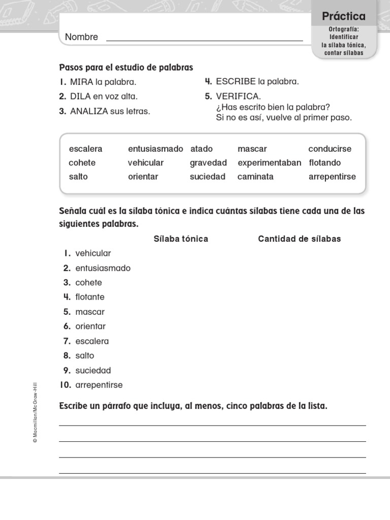 151363419-ejercicios-silaba-tonica | Lingüística | Idiomas