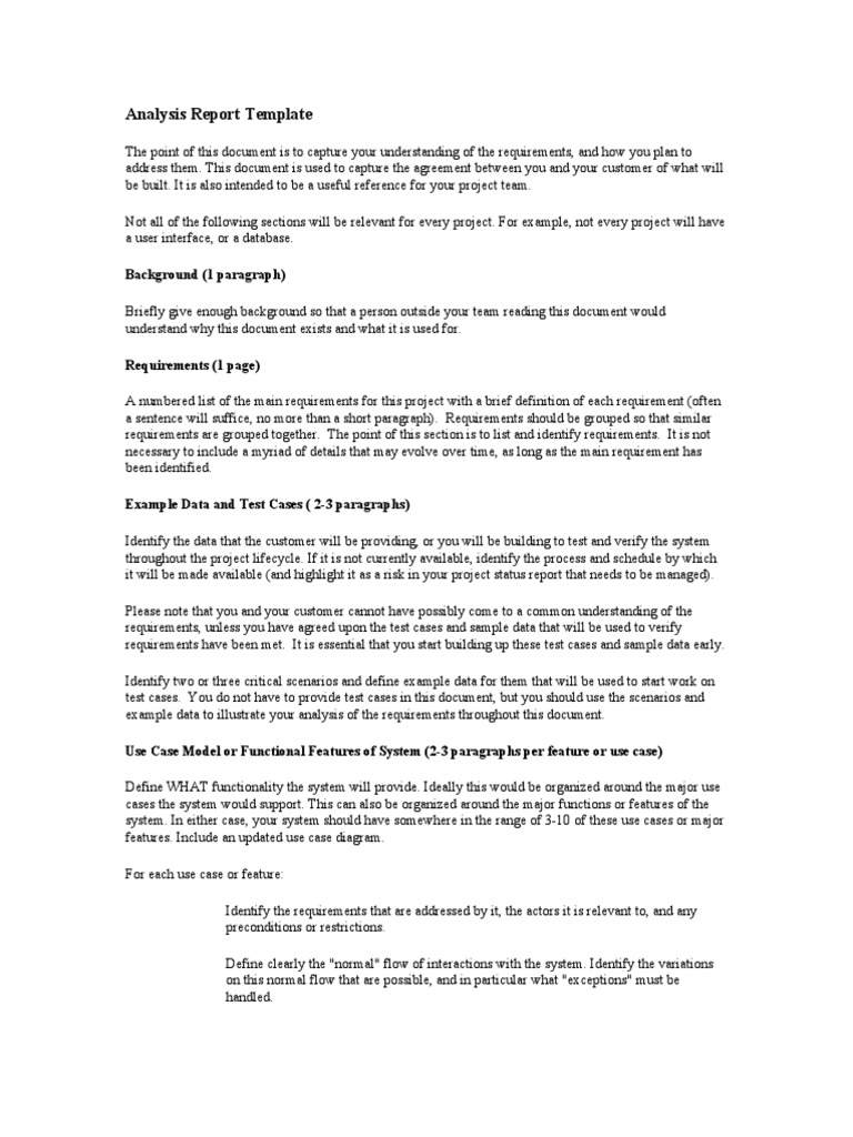 Analysis Report Template | PDF | Use Case | Databases
