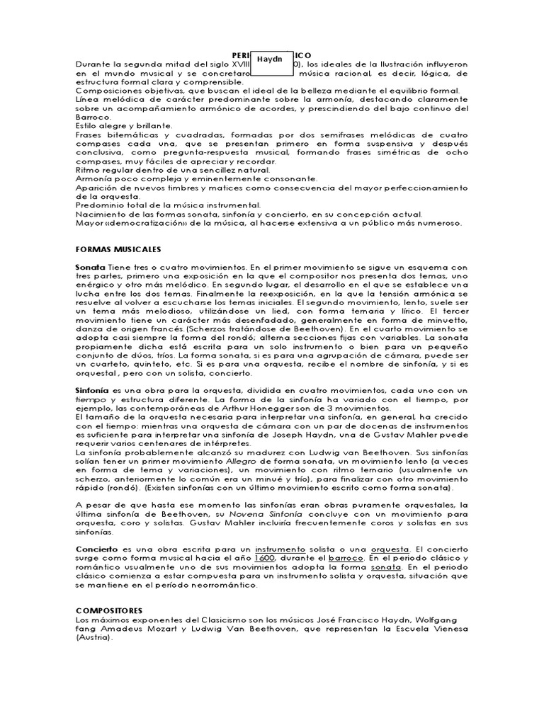 Esquema Per+¡odo Cl+ísico | PDF | Sinfonía | Sonata