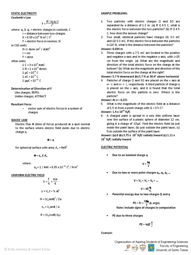 Physics II Reviewer PDF | PDF | Volt | Electric Field