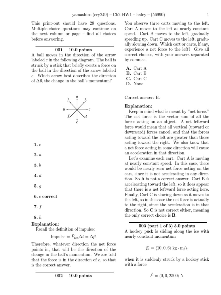 Ch2 HW1 Solutions | PDF | Force | Euclidean Vector