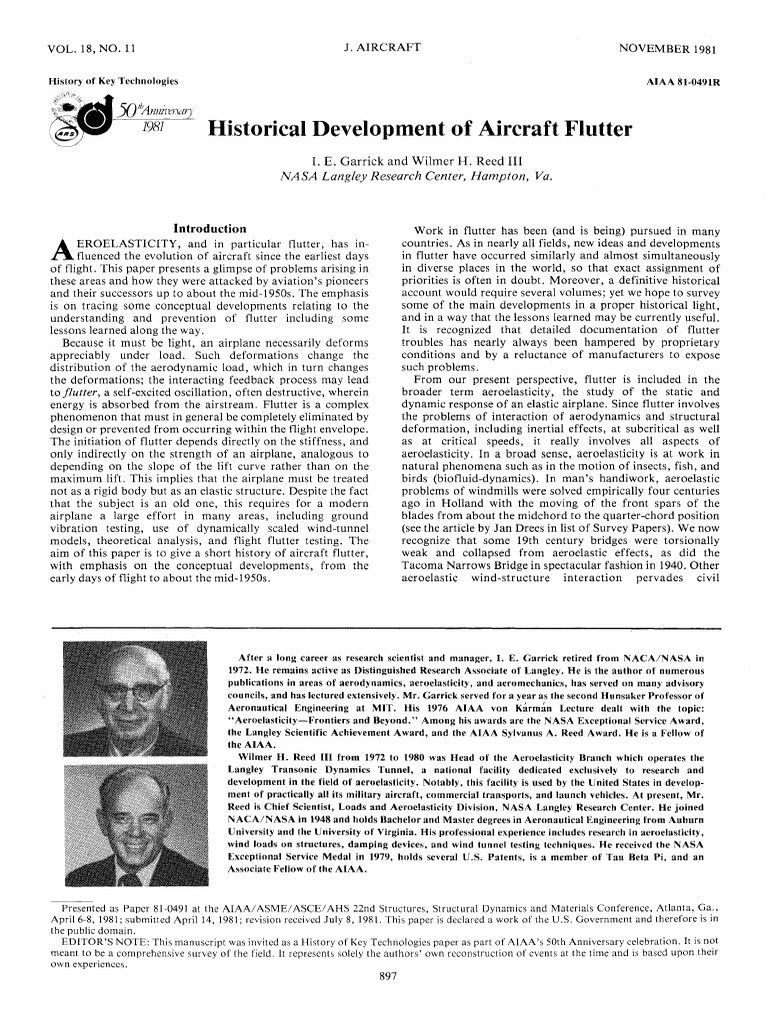 History of Flutter | PDF | Lift (Force) | Wright Brothers