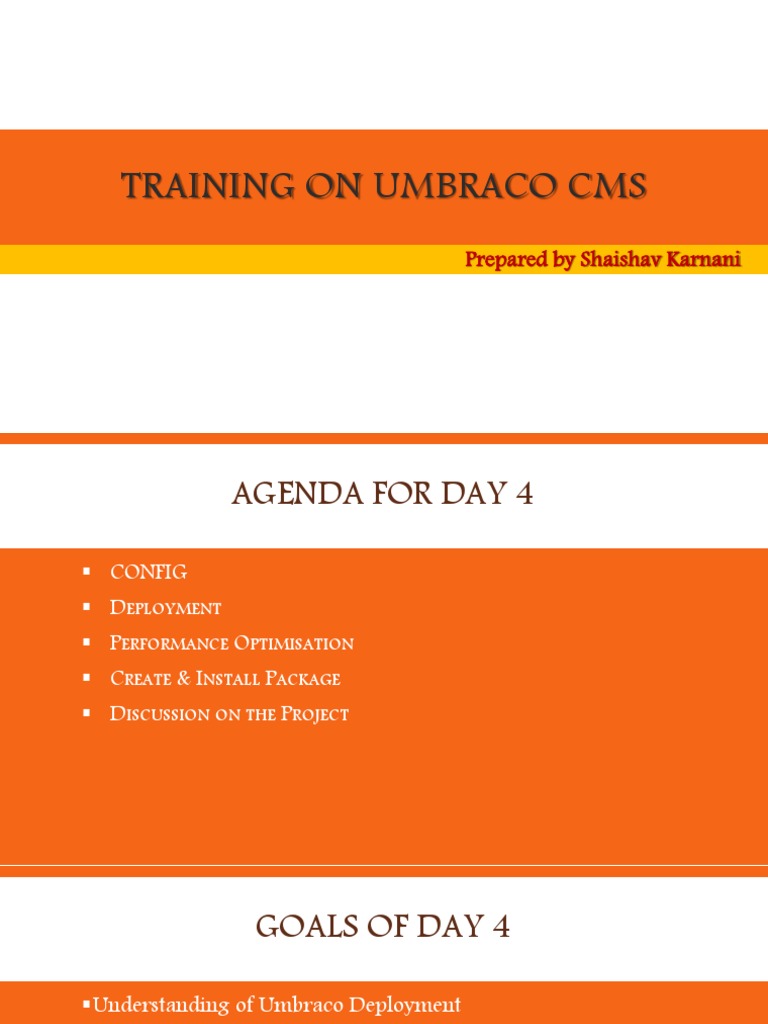 Umbraco CMS Training: Day 4 Agenda | PDF | Business | Computers
