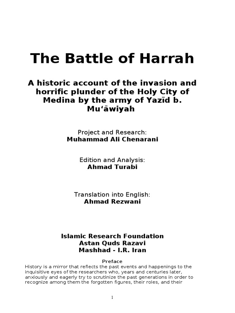 The Tragedy of the Battle of Harrah | PDF | Ahl Al Bayt | Husayn Ibn Ali
