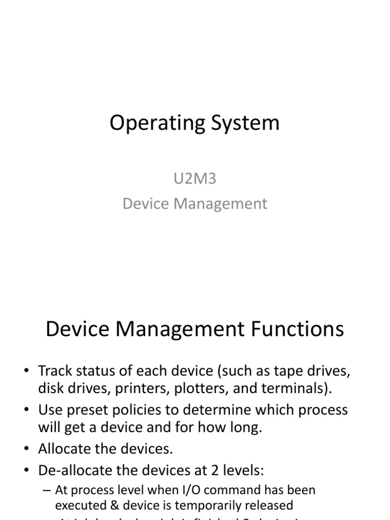 Operating systemsDeviceManagement | PDF | Input/Output | Data Buffer