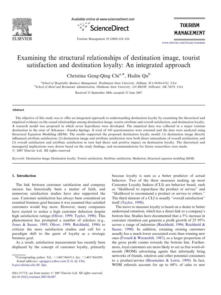 Destination Image and Loyalty Study | PDF | Factor Analysis | Survey ...