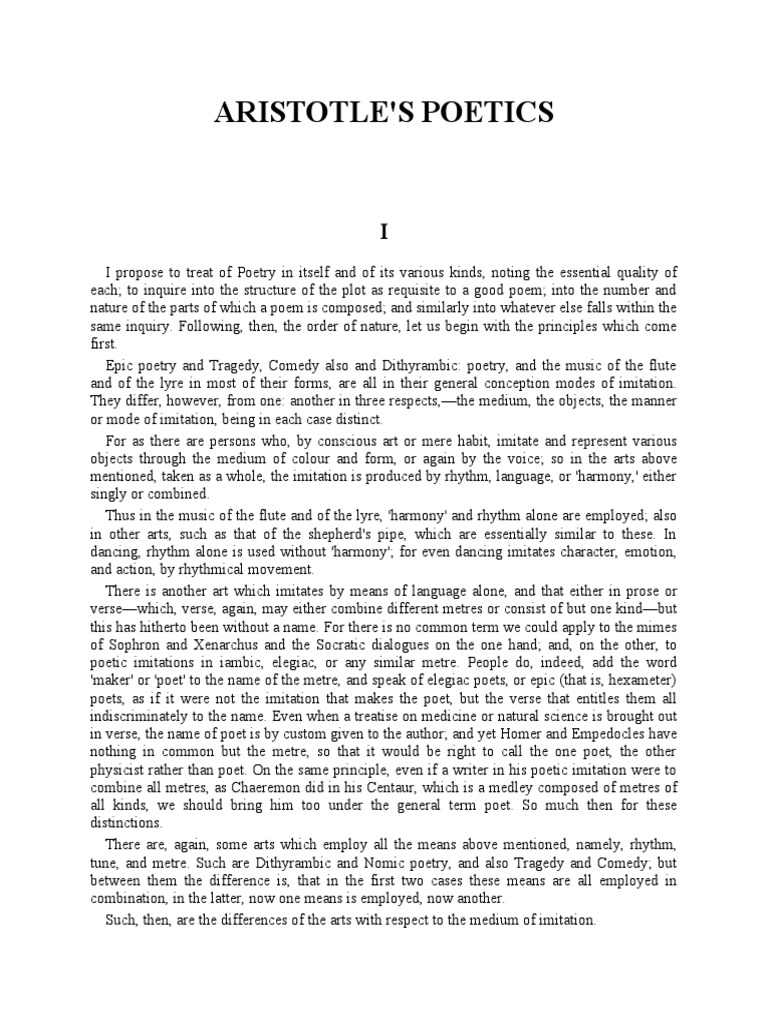 Aristotle'S Poetics | PDF | Poetry | Tragedy