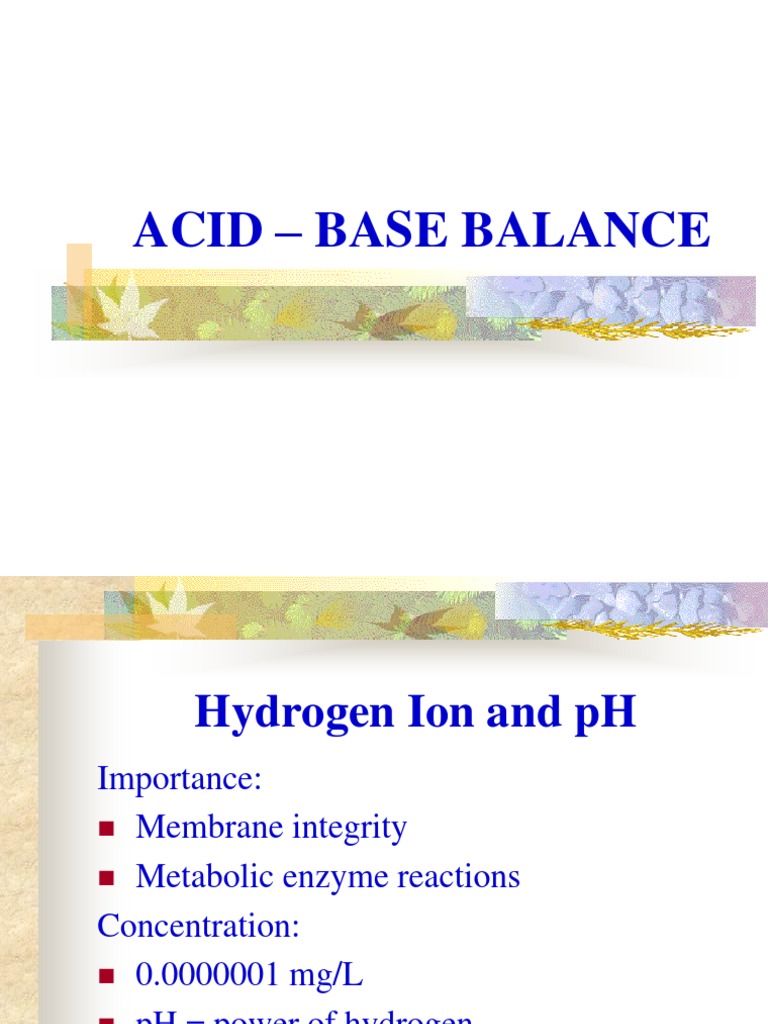 Acid-Base Balance Report | PDF | Physiology | Medical Specialties