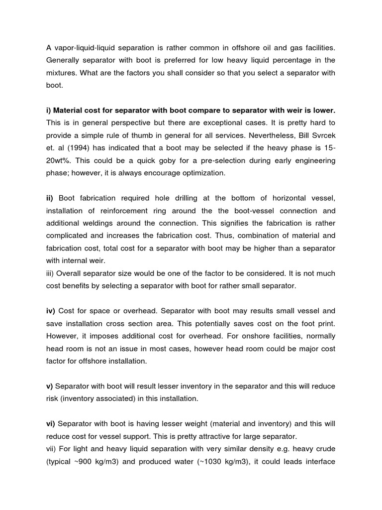 Selection of Separator With Boot | PDF | Industries | Chemistry