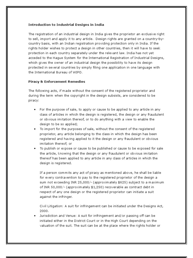 Industrial Designs in India | PDF | Copyright Infringement | Copyright