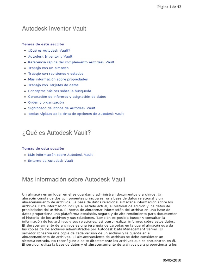Autodesk Inventor Vault 2011 ES | PDF | Archivo de computadora | Bases ...