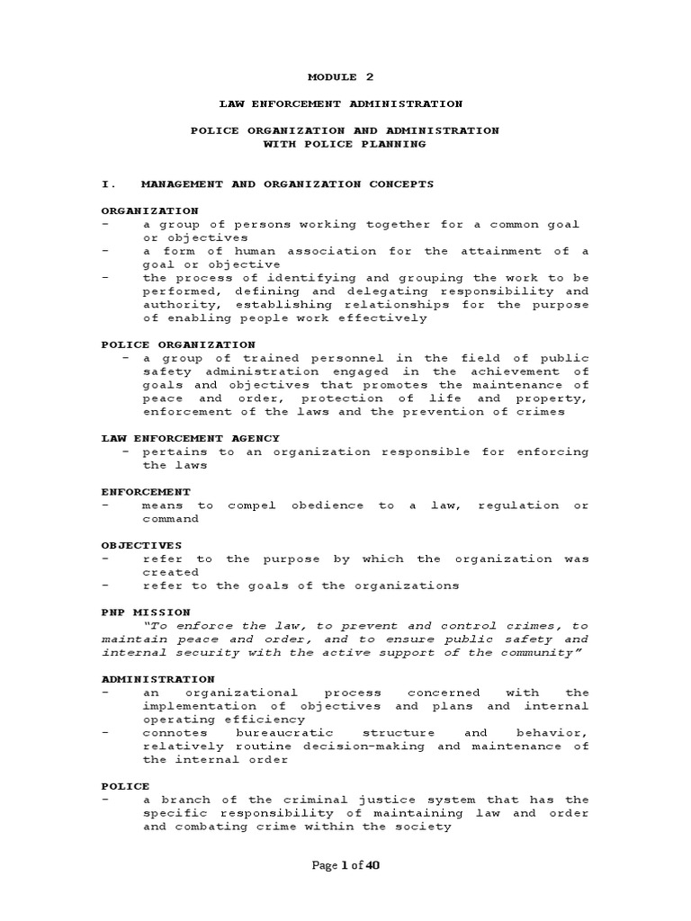 Police Organization and Administration With Police Planning | PDF ...