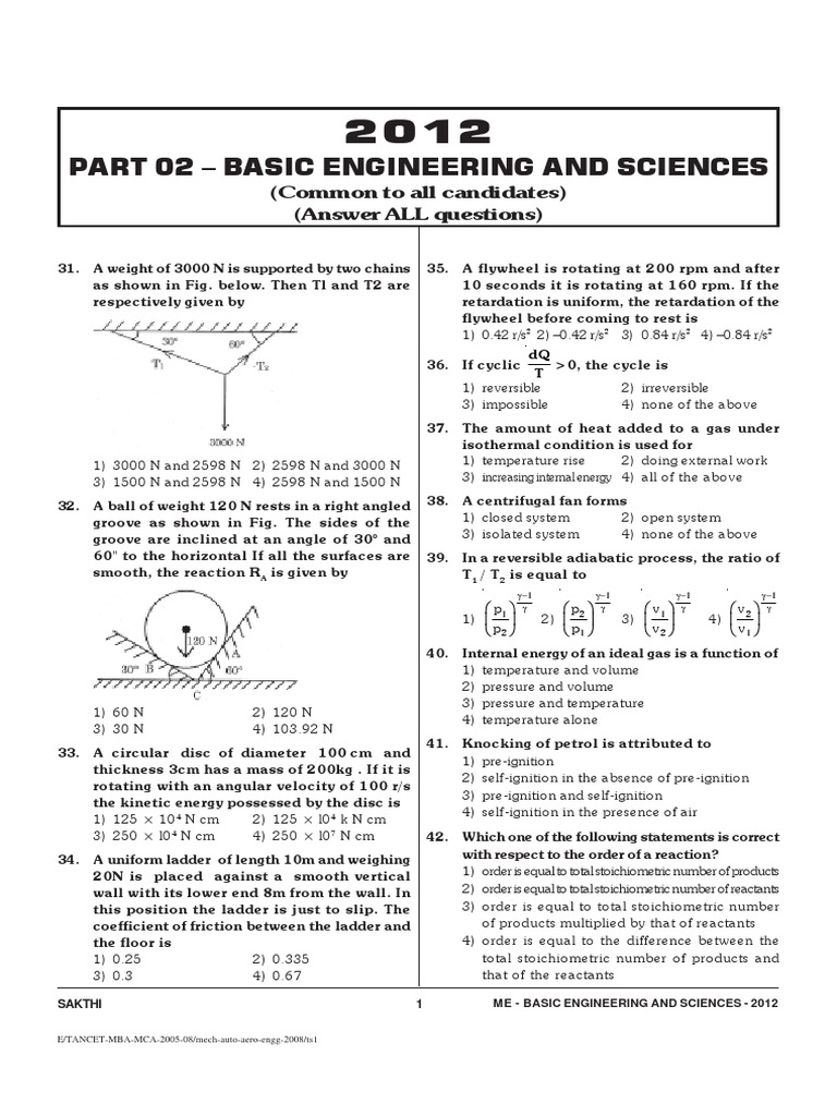 Analysis of Engineering Fundamentals Exam Containing Questions on Basic ...