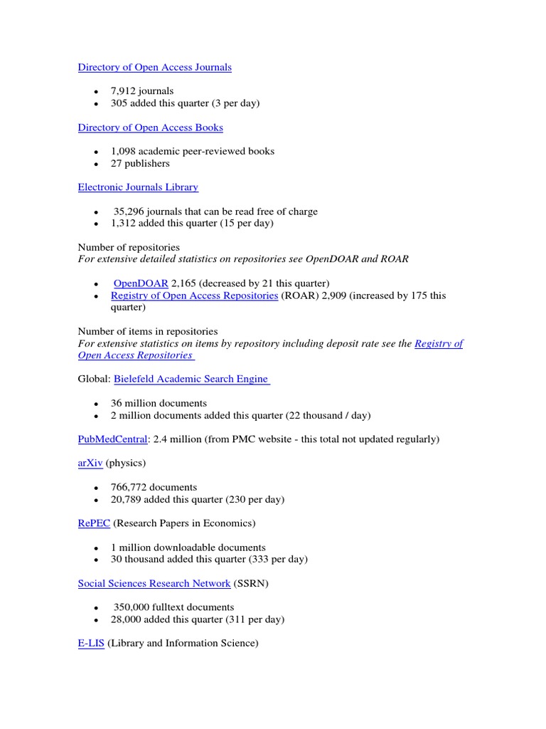 Directory of Open Access Journals: For Extensive Detailed Statistics On ...