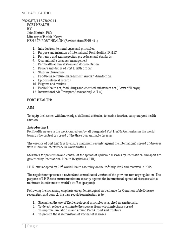 Port Health Handout | PDF