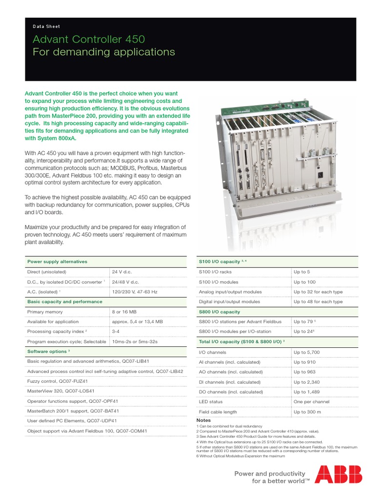 3bse070176 en Advant Controller 450 Datasheet PDF | PDF | Power Supply ...