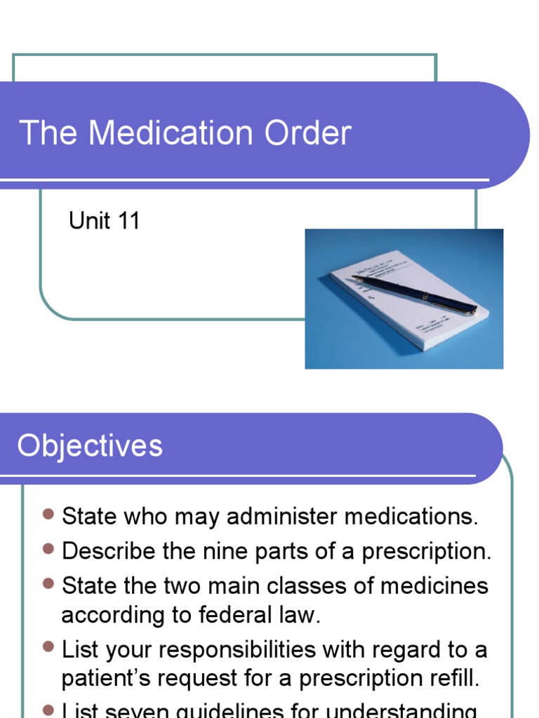 The Medication Order Unit 11 | PDF | Prescription Drugs | Medical ...