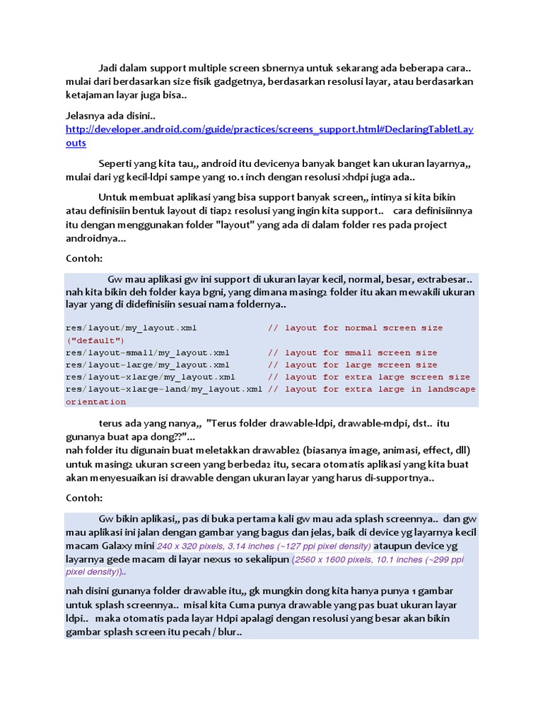 Cara Mendukung Banyak Ukuran Layar Android | PDF | Komputer Tablet ...