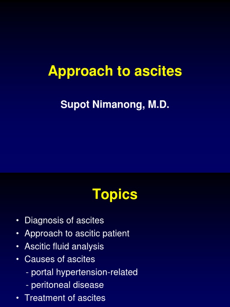 (Lecture) Approach To Ascites | Download Free PDF | Cirrhosis | Liver