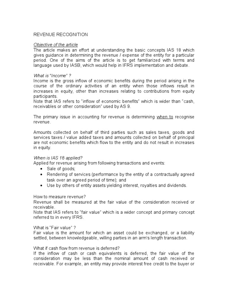 IAS 18 Revenue Accounting | PDF | Business