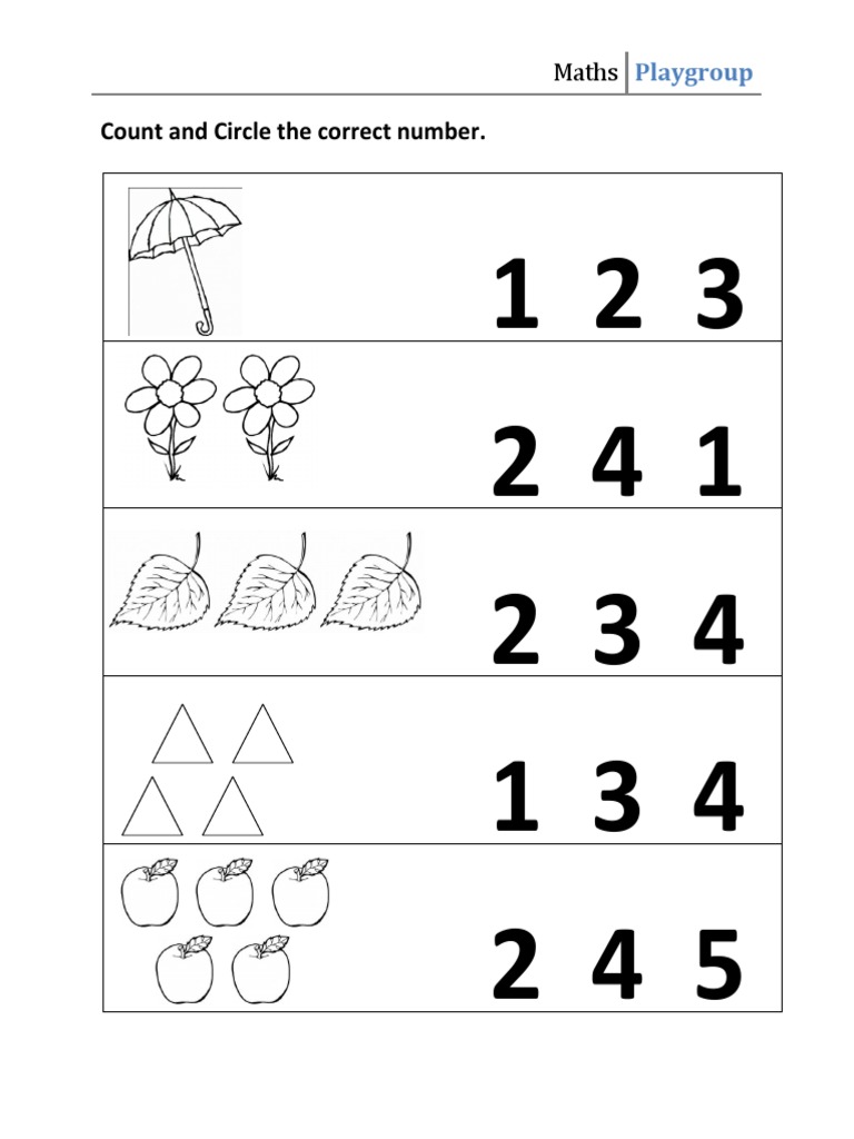 Count and Circle The Correct Number.: Maths | PDF