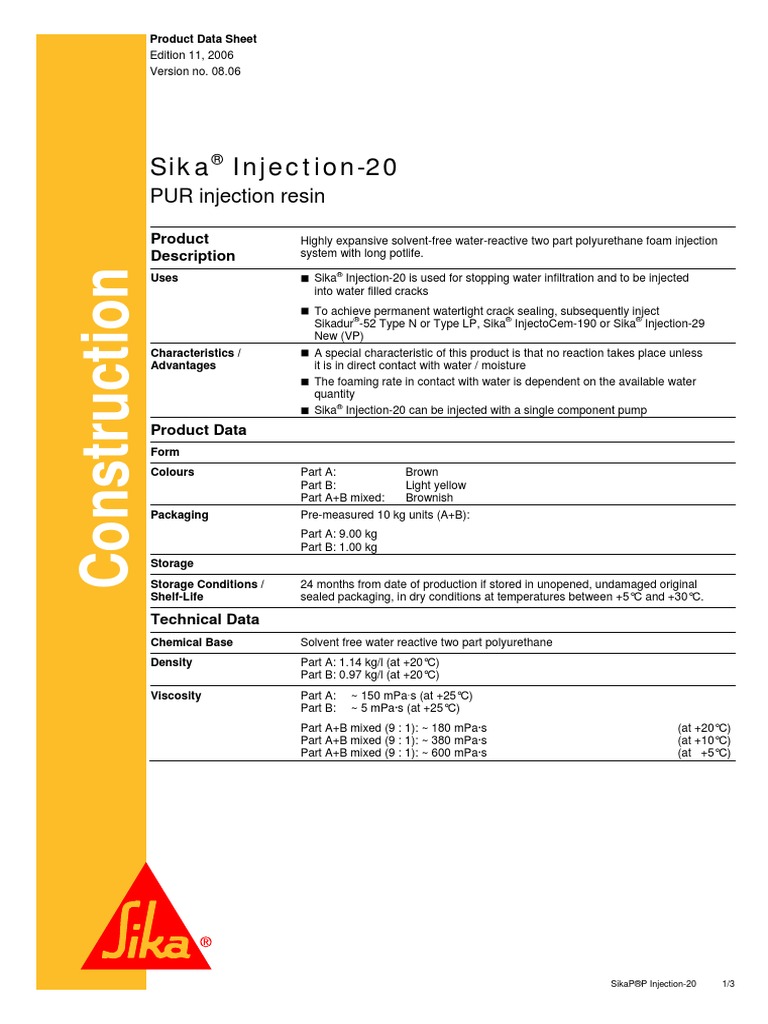 Sika Injection 20 | Foam | Viscosity