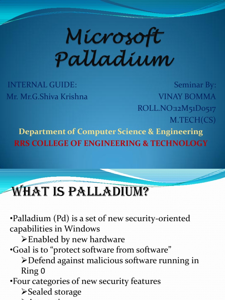 Microsoft Palladium Final | PDF | Trusted Computing | Operating System
