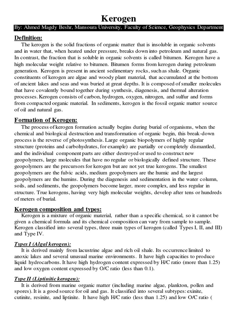 Kerogen | PDF | Chemical Substances | Chemistry