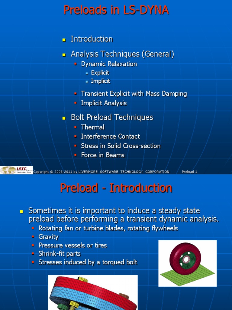 Preloads in LS-DYNA® | PDF | Stress (Mechanics) | Cross Section (Physics)